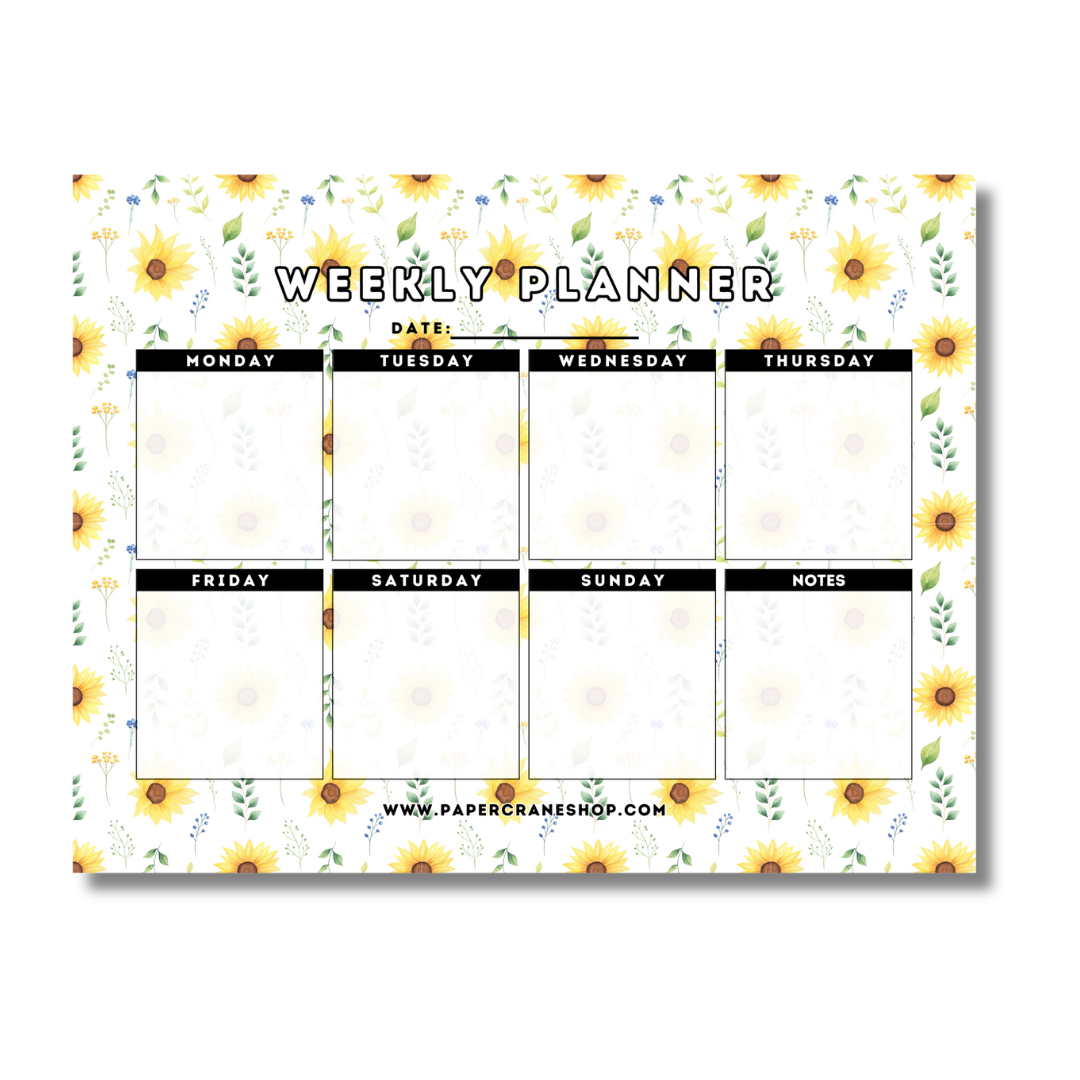 Soft Sunflowers Weekly Planner Pad – Paper Crane